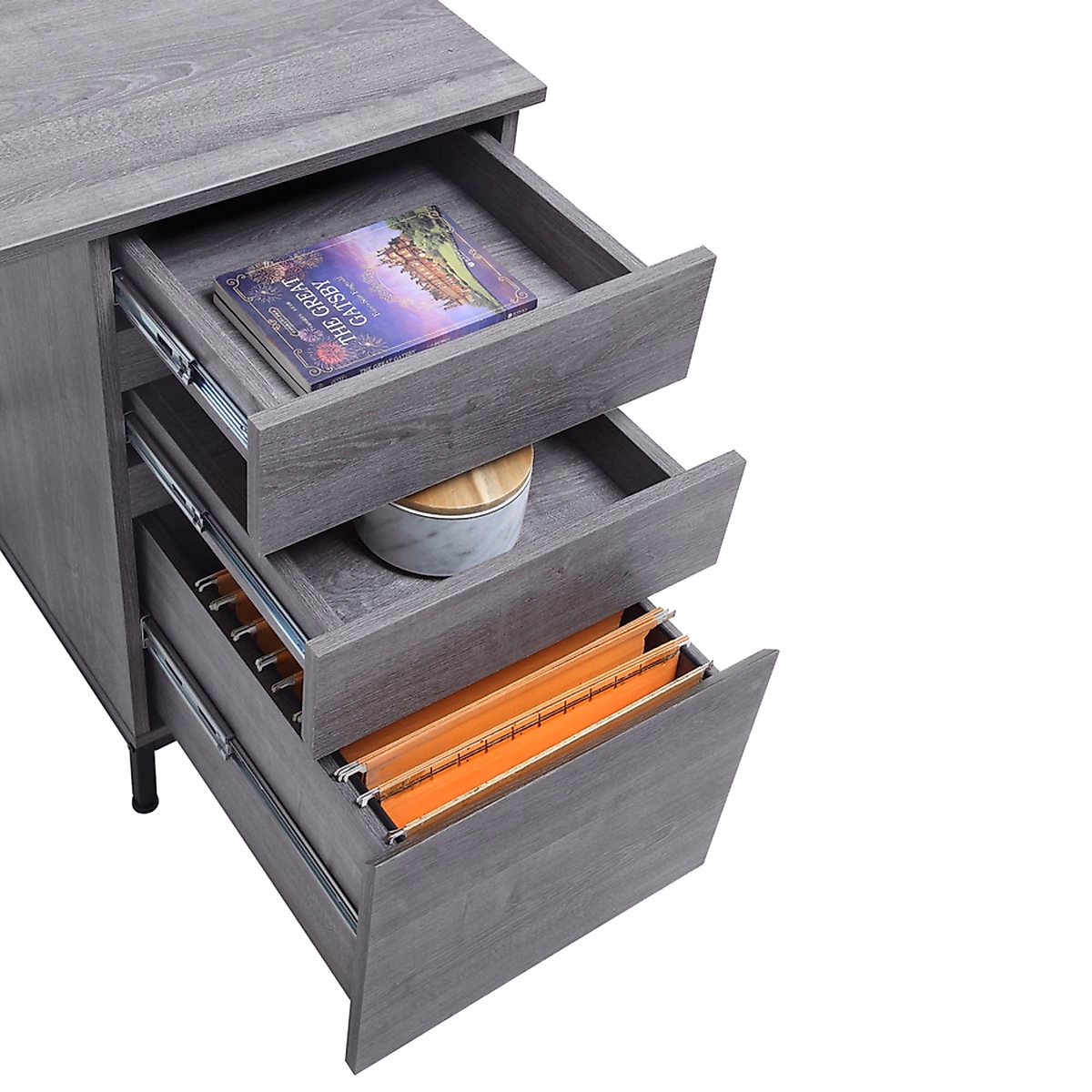 Lorell, LLR97616, SOHO 3-Drawer Desk, 1 Each