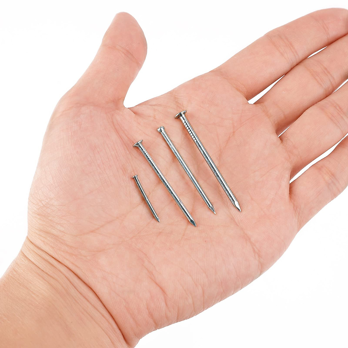 Coceca 200 Pack Hardware Nails for Hanging Pictures, 4 Size Zinc Tiny Nail Assorted Kit, Picture Nail, Small Nails, Finishing Nail, Wall Nails and Galvanized Nails for Wood