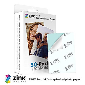 Zink 2"x3" Premium Instant Photo Paper (50 Pack) Compatible with Polaroid Snap, Snap Touch, Zip and Mint Cameras and Printers, 50 count (Pack of 1)