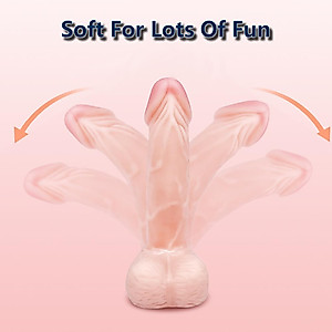 4 in Realistic Small Dildo,Beginner Anal Plug,Soft Anal Dildo with Curved Shaft and Balls,Adult Anal Sex Toy Women Men Couples.Experience Multi-Purpose Mini Style(Flesh)