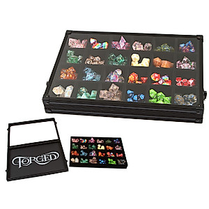 Forged Dice Co. Dice Display Case and Rolling Tray with Removable Divided Dice Tray - Storage Box Holds up to 240 Metal or Plastic Polyhedral Dice Sets - Great for Dice Collectors or RPG D&D Games
