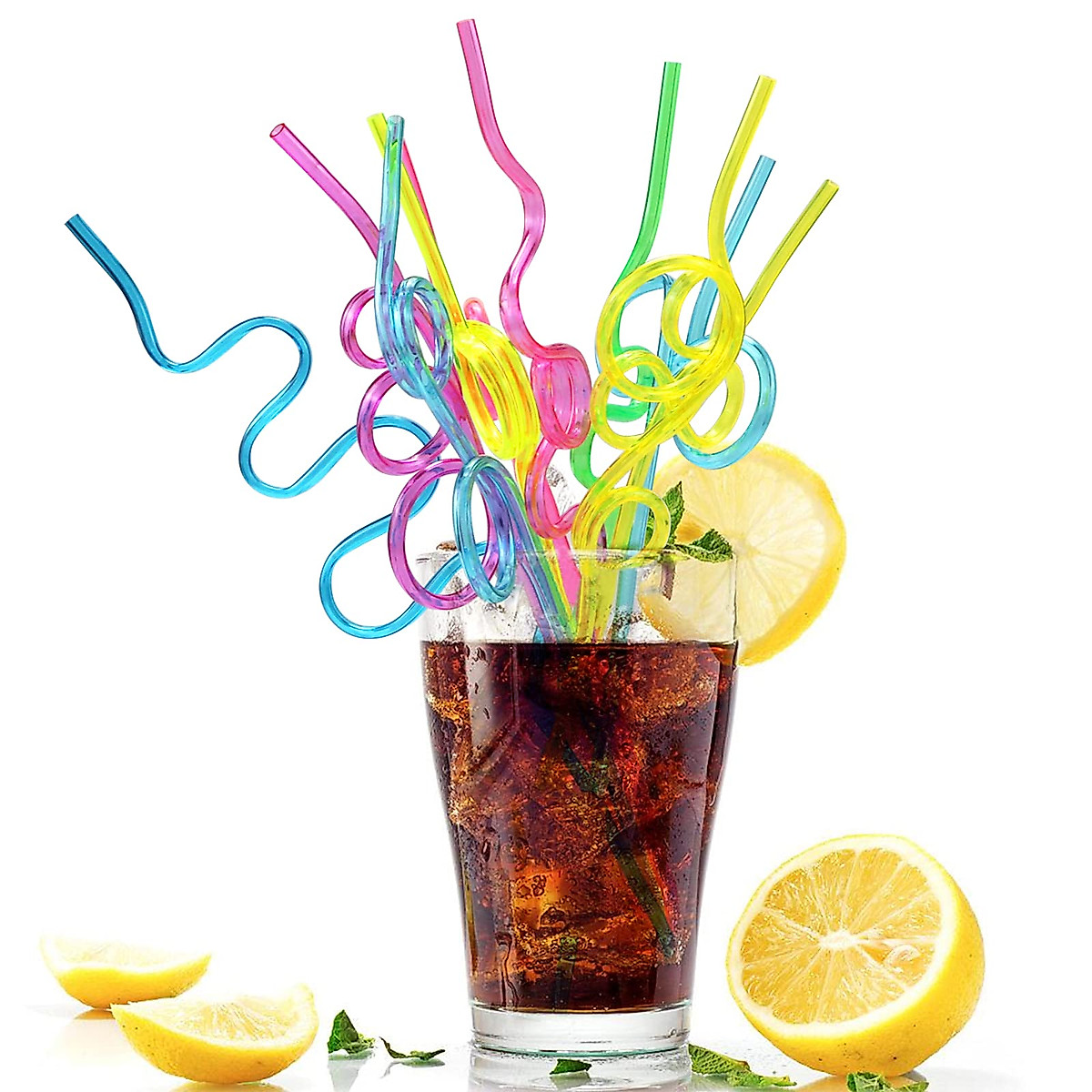 VOKOY 20pcs Crazy Loop Straws, Colorful Reusable Drinking Straws Funny Straws for Kids, Birthday Party, Parties, Carnivals