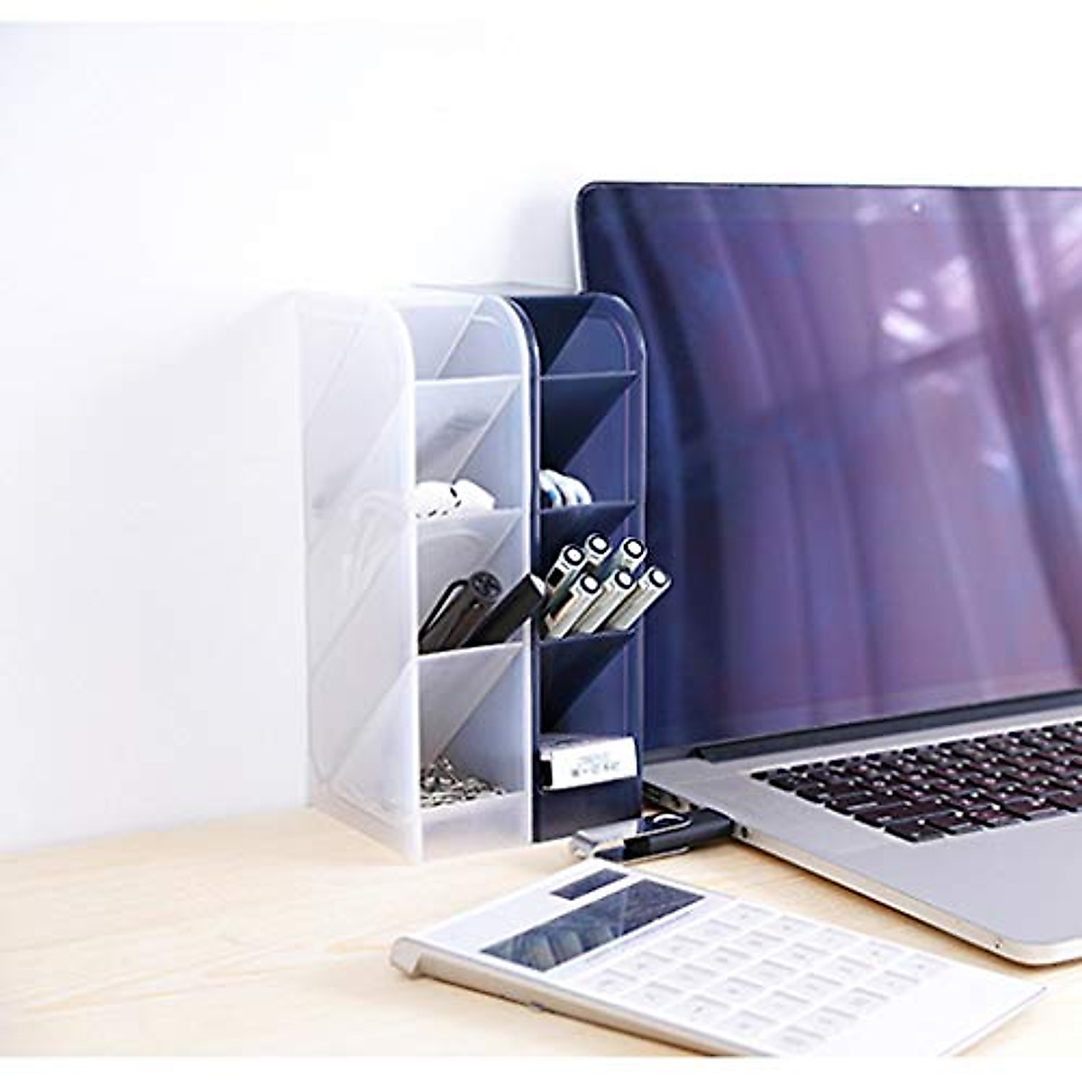 MORECON Multifunction Desktop Debris Storage Organizer Box for Pen, Makeup Brush (White)