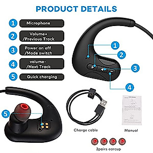MTYBBYH Waterproof Headphones for Swimming,IPX8 Waterproof 8GB MP3 Player Wireless Bluetooth Swimming Headphones with Noise Cancelling Mic for Swimming,Diving,Running,Cycling,Gym,Workout
