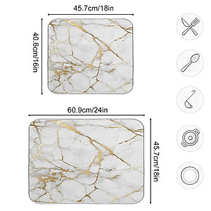 Golden Marble Texture Dish Drying Mat for Kitchen Counter 18 x 24 In, Absorbent Microfiber Drying Pad Dish Mats Drainer Rack Fast Drying Mat Protector Pad