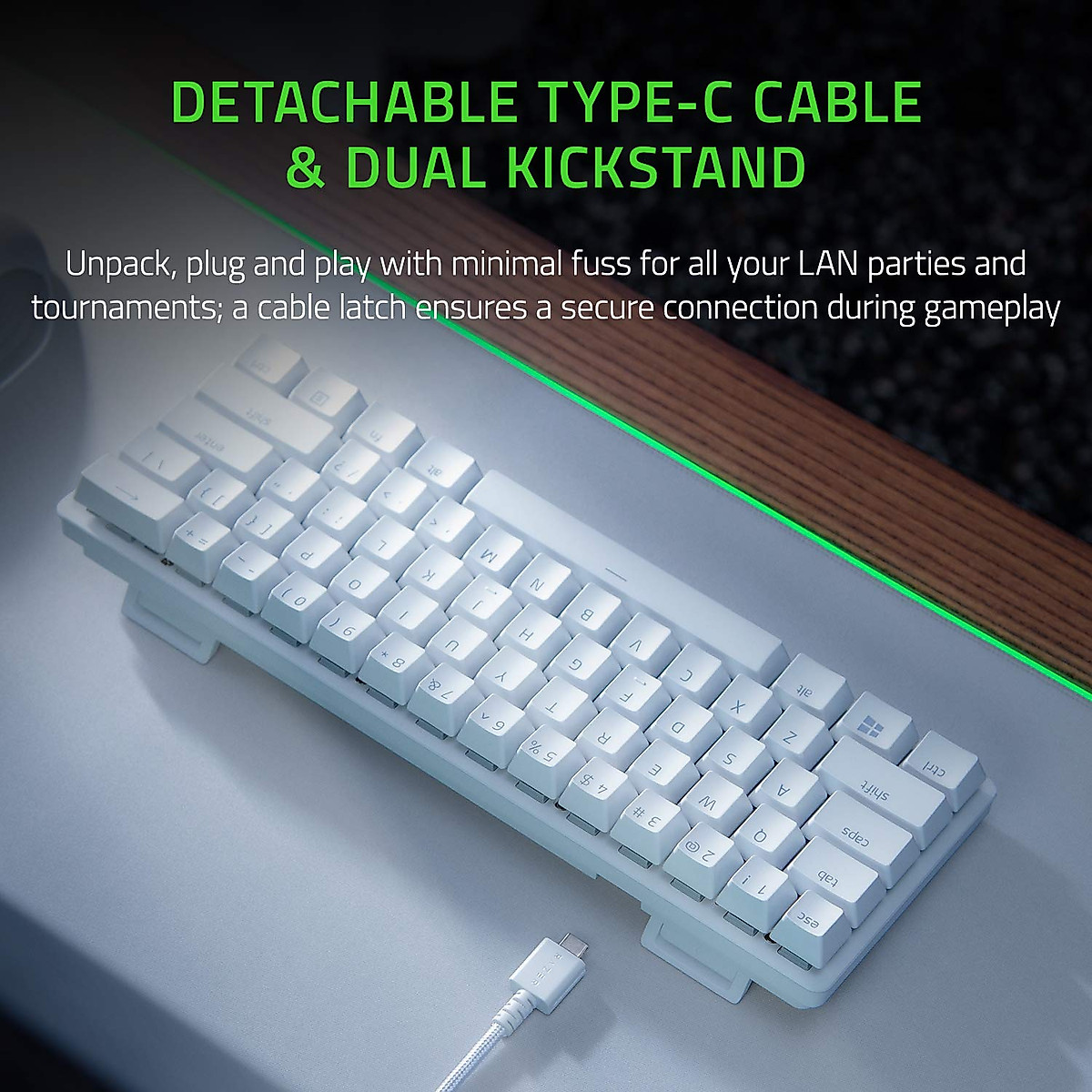 Razer Huntsman Mini 60 Percent Wired Optical Clicky Switch Gaming Keyboard with Chroma RGB Backlighting, PBT Keycaps, Mechanical Keyboards for PC Gaming Computer, Mercury White (Renewed)