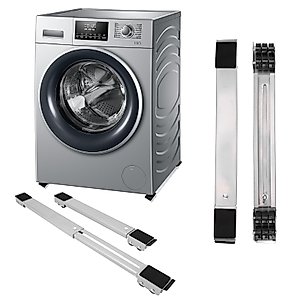 2 Sets Furniture Washing Machine Dolly,Furniture Mobile Roller Bracket Extendable Raised Base Mobile Washing Machine Base With Wheels for Refrigerator Washing Machine Dryers Heavy Furniture(Silver)