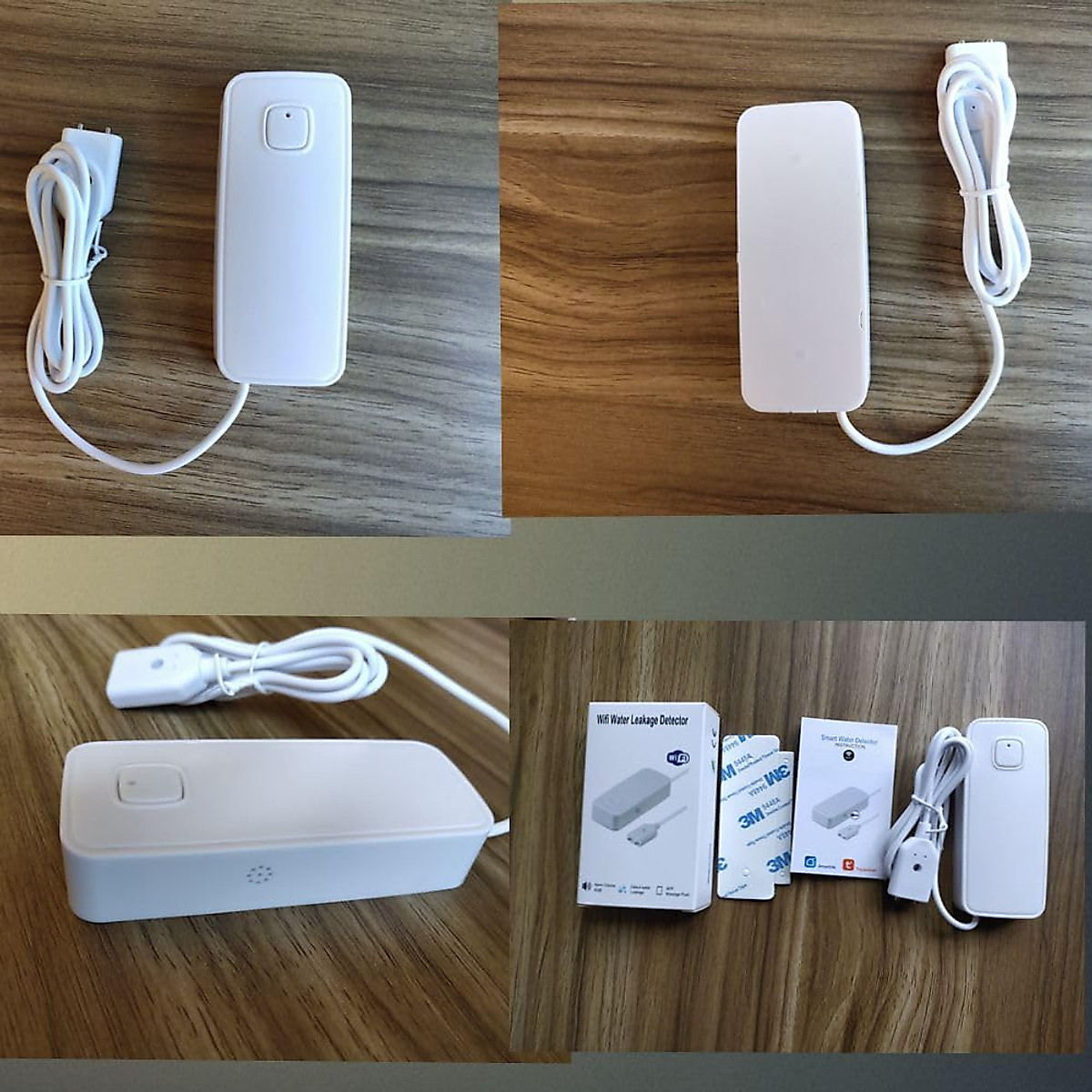 WiFi Water Sensor 100dB Alarm, Smart Water Leak Detector, Tuya APP Free Remote Monitoring of Leakage, 5.9FT Detection Line, Mute / 6 Ringtones Adjustable, Can Open SMS and Phone Notification Function