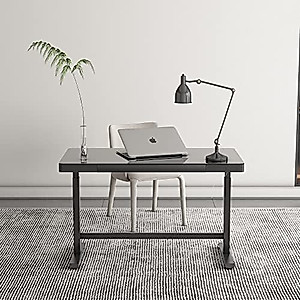 JAHRSTIM Jefferson Glass Standing Desk with Drawer, 48 x 24 Inches Modern Height Adjustable Desk Home Office Sit Stand Up Desk, Electric Motorized Uplift, Memory Control, Child Lock, Black