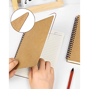 Dynta Spiral Notebooks A5 Lined 5Pcs College Ruled Journals Bulk Thick Paper for Work, Study, Notes Taking, Gifts 120 Pages/60 Sheets Kraft Brown