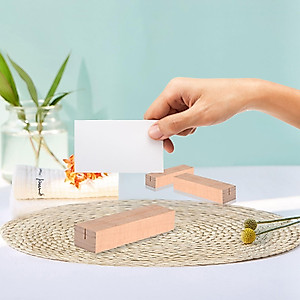 Baoz 12 PCS Wood Place Card Holders Table Number Stands Picture Holder Acrylic Sign Holders 3.9 X 1.1 X 0.7 inch for Retail Shop Cafe Wedding Dinner Home Party Events Decoration