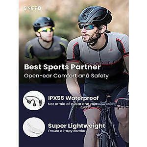 Siniffo Bone Conduction Headphones, 2023 Upgrade Open-Ear Wireless Bluetooth Workout Headphones with Microphones, 8Hr Playtime, Waterproof Earphones for Sports, Running, Gym, Hiking, Cycling