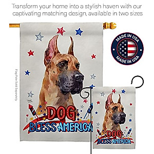 Breeze Decor Patriotic Fawn Dane Garden Flag Set Wood Dowel Dog Puppy Spoiled Paw Canine Fur Pet Nature Farm Animal Creature House Banner Small Yard Gift Double-Sided, Made in USA