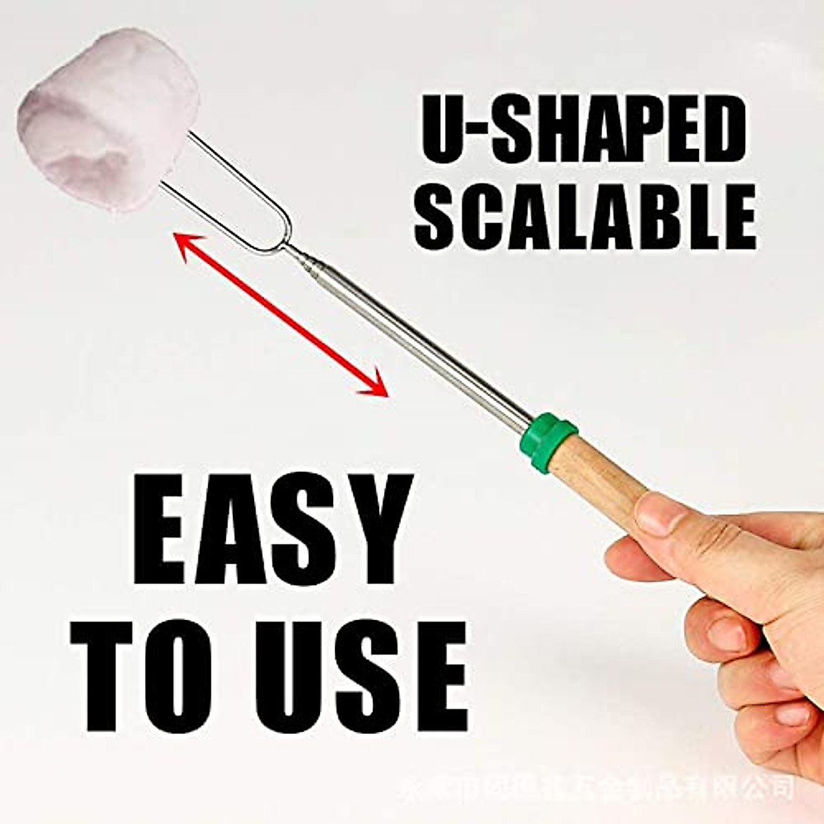 Telescoping Marshmallow Roasting Sticks with Wooden Handle 32-inch Extendable Sturdy Stainless Steel Roasting Forks for BBQ Extendable Forks Camping Accessories (4)