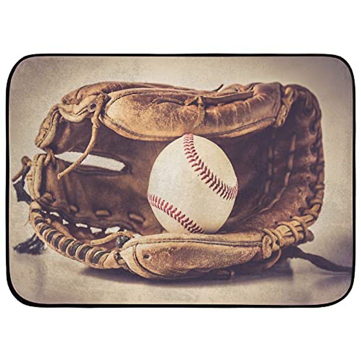 Area Rug Vintage Baseball Glove Floor Mat, Absorbent Entryway Doormats Non-Slip Washable Carpet, Indoor Throw Rug for Living Room Bathroom Home Nursery Decor 50x80in