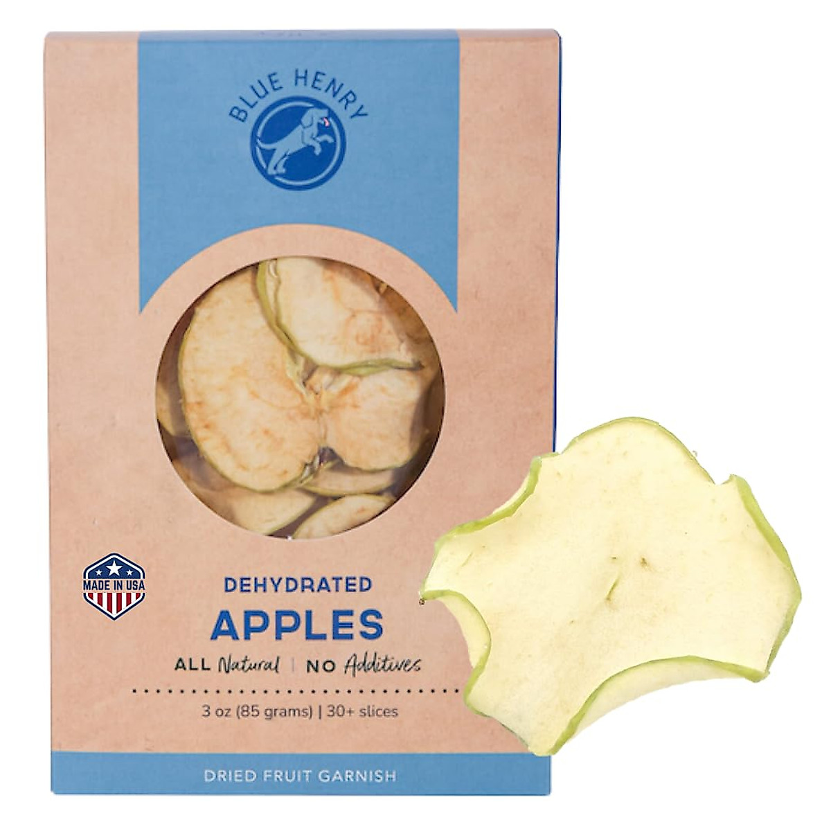 BlueHenry Dehydrated Apple Fruit Garnish Slices - 3oz - 30+ Apple chips - Made in USA - All Natural - Vegan, Gluten Free - For Cocktails, Baking, Snacks