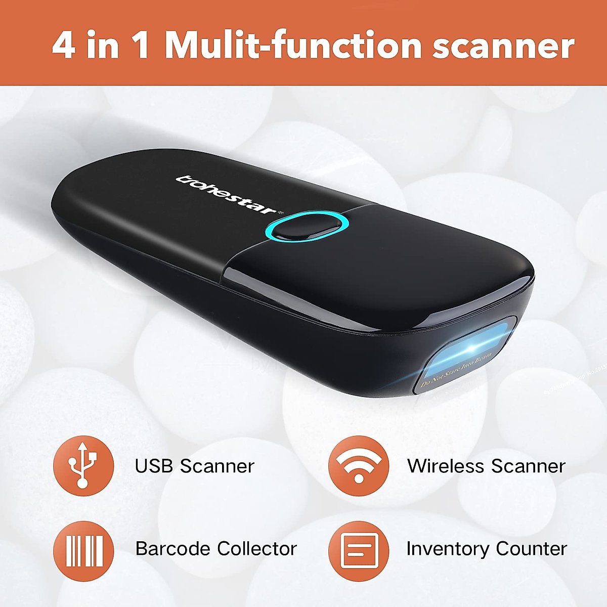 Trohestar N3 Mini Bluetooth Barcode Scanner 1D 2D QR Compatible with 2.4GHZ Wireless & Wired Connection Portable 2D Bar Code Reader Portable Barcode Scanner