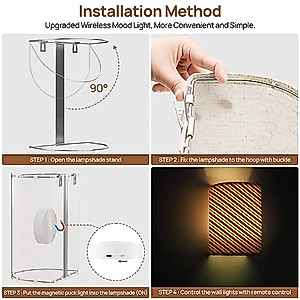 AURFIAIUOP Rechargeable Sconces Set of Two Red Green White Diagonal Lines Seamless Adjustable Brightness Fabric Wall Lamps Wireless Lights Fixtures for Bedroom Living Room Hallway