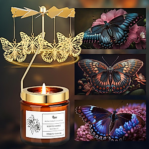 Unique Birthday Gifts for Women,Valentines Day Candles Gifts for Women,Rotatable Scented Candle Gift for Anniversary,Mothers Day Gifts from Daughter Son Sister (Butterfly)