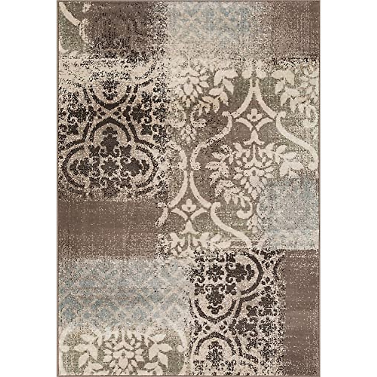 L'Baiet Chrissy Brown Beige Distressed Floral Pattern Mid-Century Modern Indoor 2' x 3' Area Rug