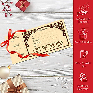 Cherry Art Deco Gift Certificate Cards/Voucher/Gift Coupon Book with Stub 50pages Cardstock 3.9 x 8.3 Inches