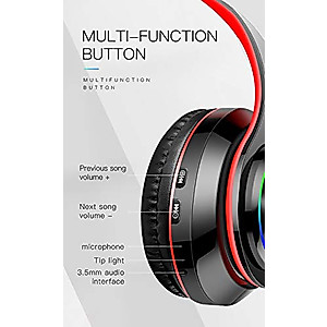 Amazing 7 LED Bluetooth Headphones with 8Hours Playtime, Wireless Headsets Over Ear, Hi-Fi Stereo, Multi-Colored Breathing Led, Built-in Mic, Snug Fit Earphones for Game Video DJ (Grey Blue)