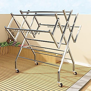 Colcolo Foldable Clothes Drying Rack, Indoor and Outdoor Clothes Hanger Drying Poles Movable Floor Drying Rack for Quilts Quilt Cover Shoes Towel, Style A