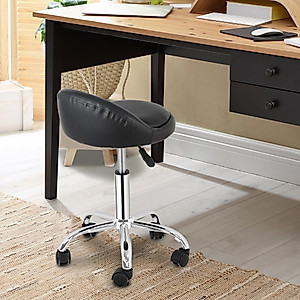 Nova Microdermabrasion Rolling Stool Swivel Salon Stool Chair Adjustable Drafting Stool Tattoo Office Massage Medical Facial Spa Stool with PU Cushion Backrest(Black)