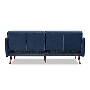 Artdeco Home Convertible Sofa with 3 Level of Adjustability, 76" W Mid-Century Style Soft 100% Polyester Fabric Sofa Bed for Living Room (Velvet Blue)