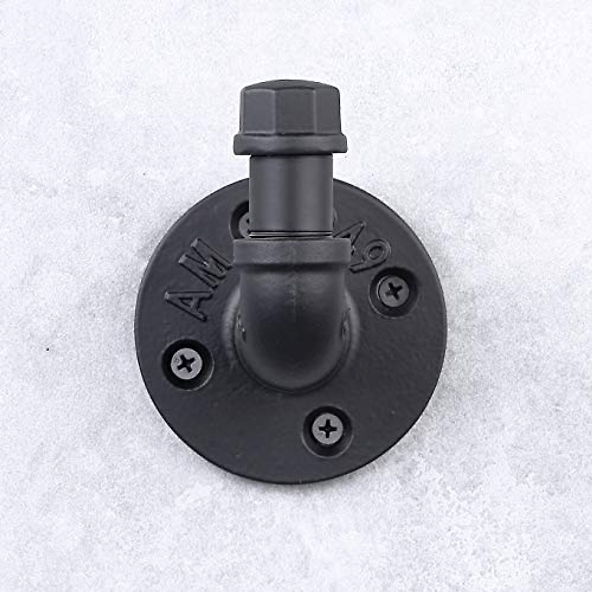 IMQOQ Industrial Style Robe Towel Hook Wall Mounted Metal Iron Pipe Coat Hanger Hat Holder Bag Rack for Bathroom Bedroom Kitchen, Rust Free, Black