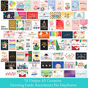 Spvloai 70 Unique Birthday Cards Bulk, All Occasion Greeting Cards Assortment Box with Blank Envelopes and Stickers, Happy Birthday Cards for Women, Men, Family, Friends, 4 x 6 Inches, Funny Birthday