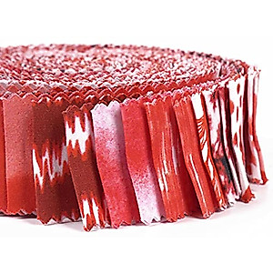 Soimoi 40Pcs Tie Dye Print Precut Fabrics Strips Roll Up 1.5x42inches Cotton Jelly Rolls for Quilting - Red