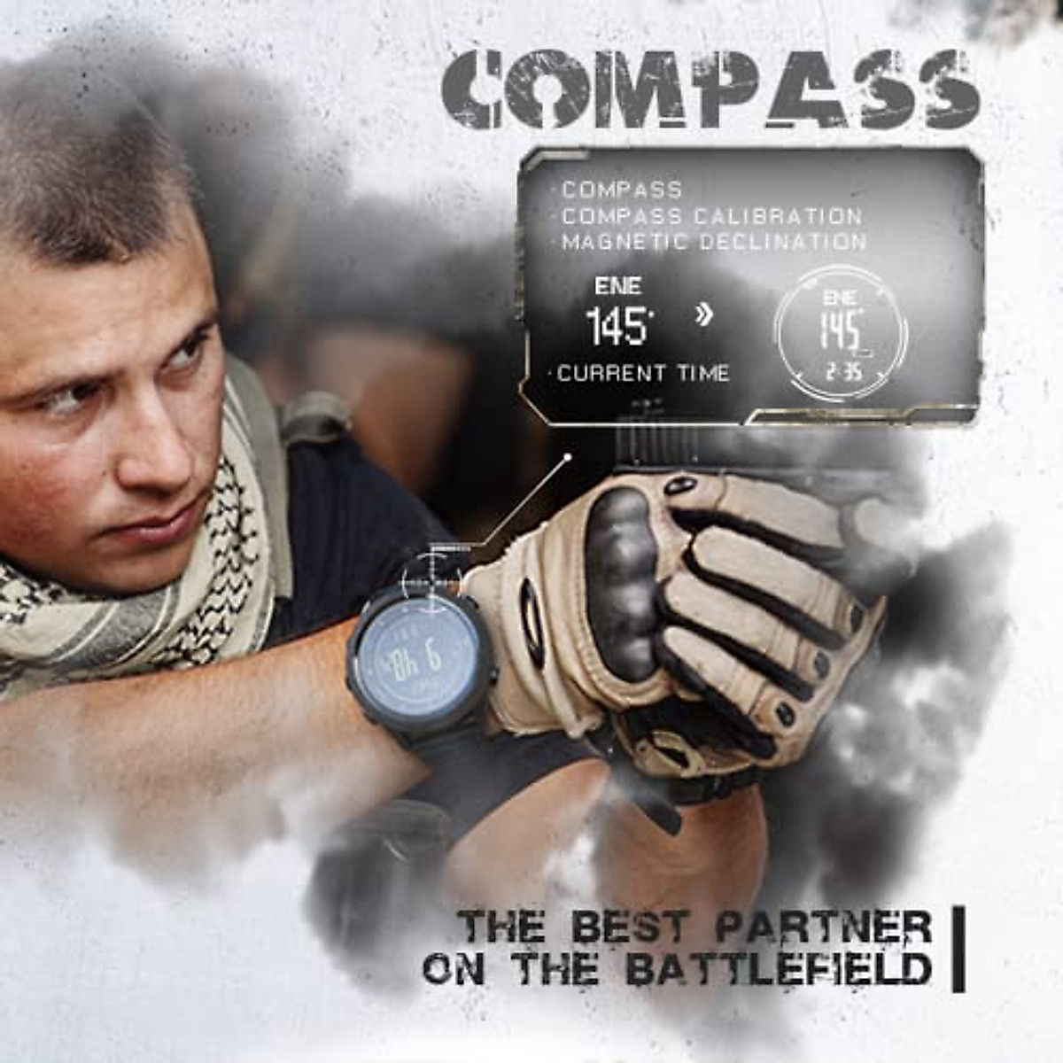 Military Watches with Compass for Men Tactical Watch Outdoor Sports Watches for Men Hiking Digital Wrist Watch with Barometer,Altimeter,Step Counter