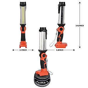 Taingwei 2000LM LED Work Light for black and decker 20v lithium battery, 25W Flashlight for Camping, Car Repairing, Emergency and Job Site Lighting