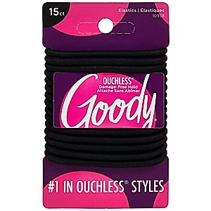 Goody WoMens Ouchless Braided Elastics, Black, 15 Count