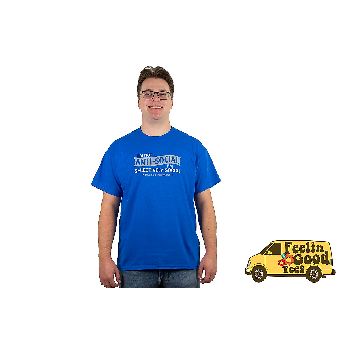 I'm Not Anti-Social I'm Selectively Social Novelty Sarcastic Funny T Shirt L Navy