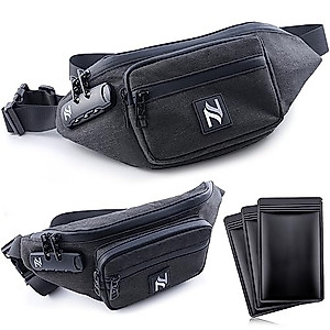 INNOSCENT SMELL PROOF Bum Bag Crossbody Bag Adjustable Waist Bag Backpack -COMBINATION LOCK- For Working Commuting Traveling (Dark Grey)