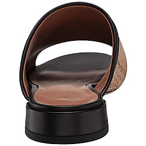 Emporio Armani Women's Raffia Logo Slide Mule, Natural + Black, 34 Medium EU (4 US)
