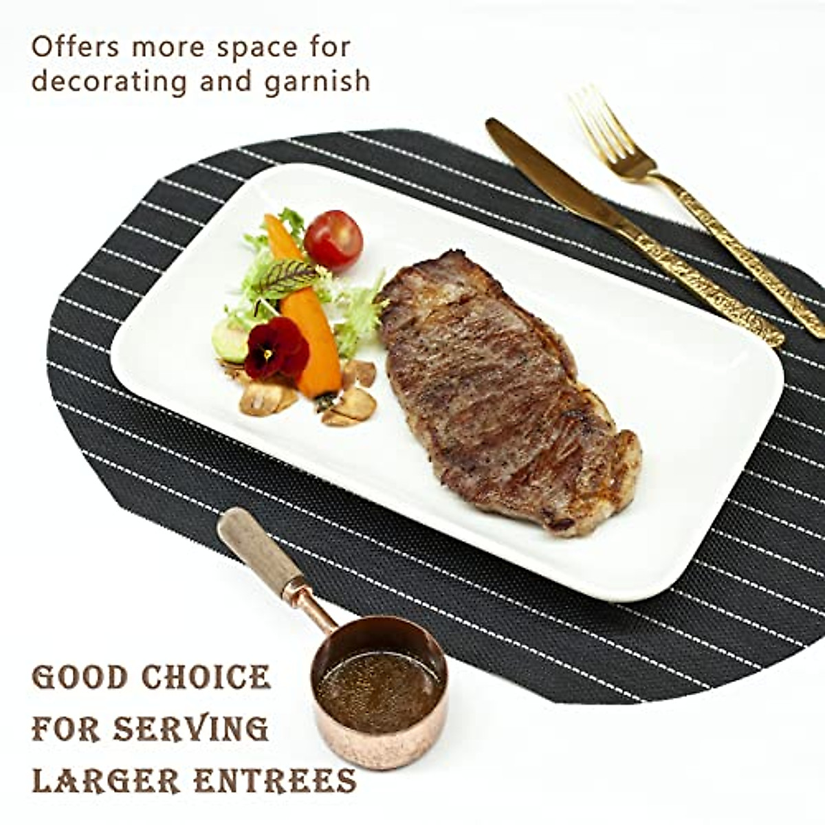 HAPPY KIT 3 Tier Serving Tray with Tong, Ceramic Rectangular Serving Platters for Cupcake Stand Display, 16/14/12inch Tiered Serving Tray with Collapsible Sturdy Metal Rack for Dessert Server Display