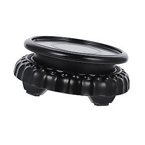 NOLITOY Wood Display Base Round Wood Pedestal Base Basin Frame Fish Tank East To Rotate Bamboo Wood Plastic Round Plant Stand Bonsai