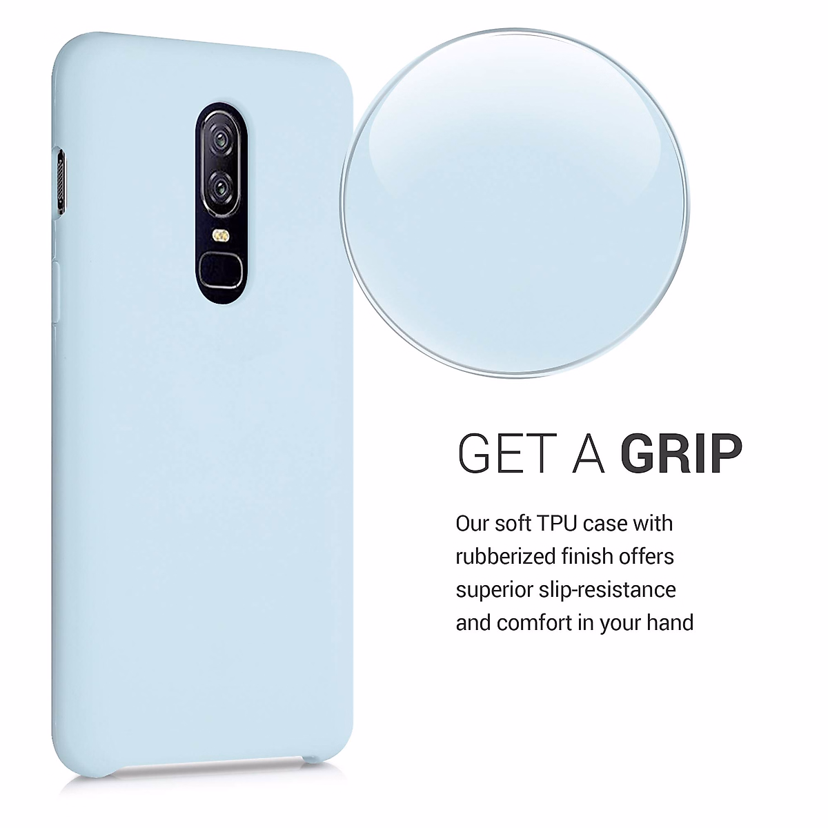kwmobile Case Compatible with OnePlus 6 Case - TPU Silicone Phone Cover with Soft Finish - Cool Mint
