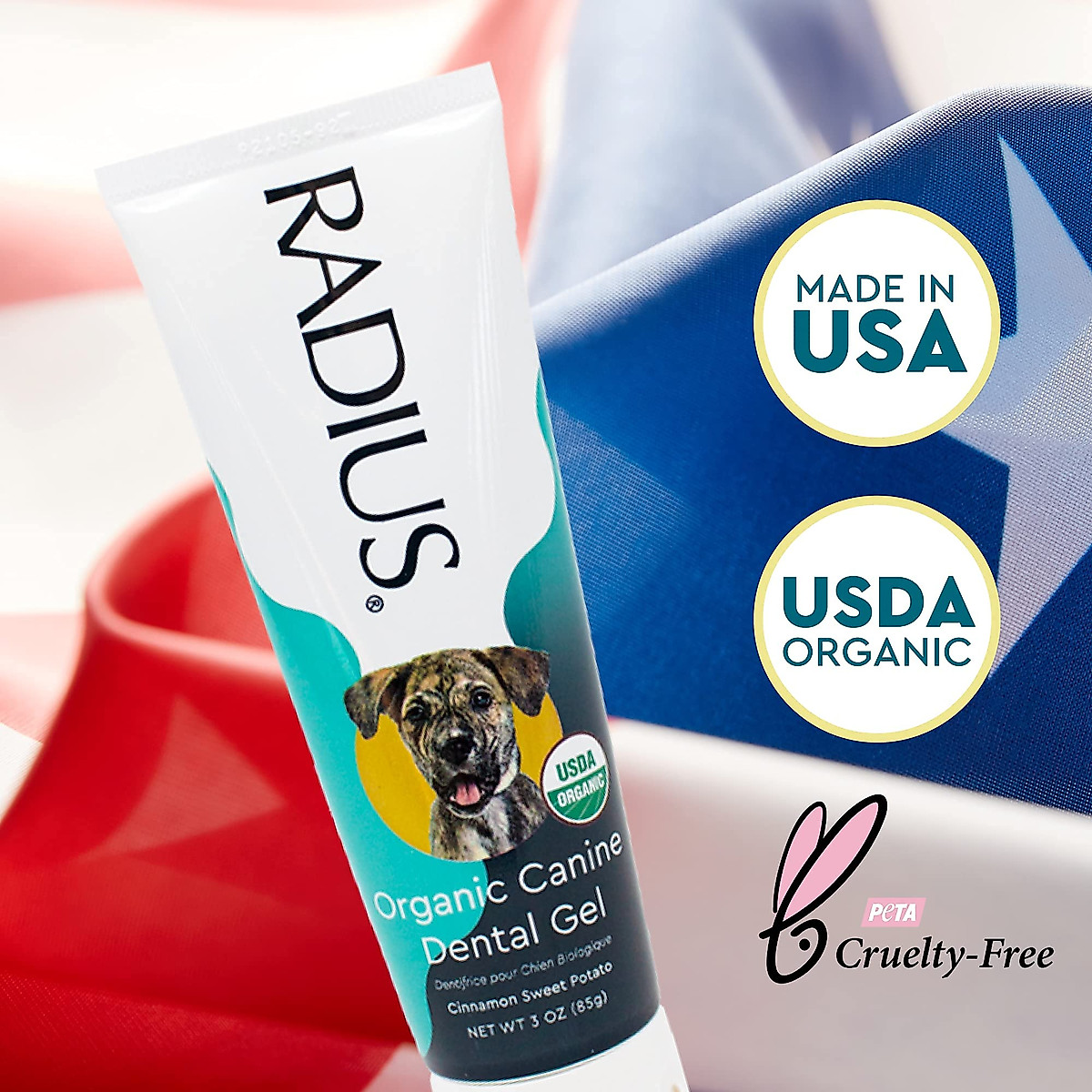 RADIUS USDA Organic Canine Pet Toothpaste 1 Unit, 3 oz, Non Toxic Toothpaste for Dogs, Designed to Clean Teeth and Help Prevent Tartar and Remove Plaque, Xylitol Free