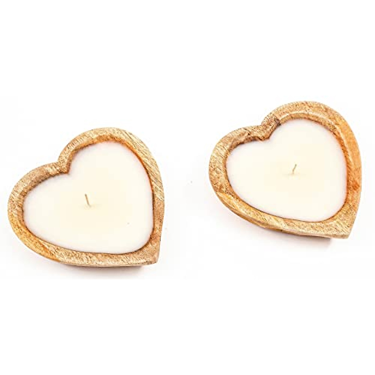 Heart Shaped Wooden Bowl Candle with Soy Wax - 3 Wicks 5 oz Decorative Dough Bowl Candles for Anniversary Engagement Wedding Birthday Valentine Christmas Gift (Vanilla Sandalwood - 6" Burnt Natural)
