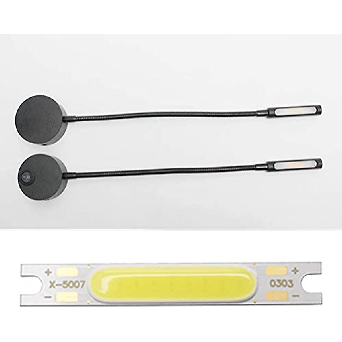 Cordless Wall Sconce LED Bed Reading Light 3W Bed Lamp Wall Mounted Reading Lamp Working Lamp Wall Mount Sconces Light with Switch Bedside Lamp with Flexible Gooseneck for Headboards, Home Office, Stu