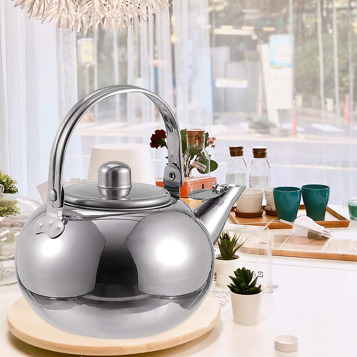 OSALADI Stainless Steel Tea Kettle with Filter Stovetop Tea Pot 1L Boiling Teapot Coffee Tea Kettle Heating Water Container Water Boiling Kettle Hot Water Kettle for Outdoor Camping Gas Stovetop