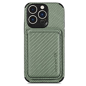 EVE - [3 in 1] for iPhone 14 Pro Max Case & Vegan Leather Card Slot Set, Shockproof and MagSafe Magnet Built-in Wireless Charging Compatible Designed [2022] - Green