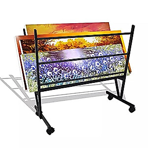 Metal Art Large Print Rack 36.6"x25.6"x35.4" Movable Arts Crafts Drying Print Racks with Castors Artist Storage and Display Rack Stand for Display of Canvas, Prints, Panels, Posters, Art Gallery
