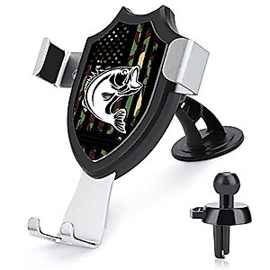Camouflage American Flag Bass Fishing Car Phone Holder Long Arm Suction Cup Phone Stand Universal Car Mount for Smartphones