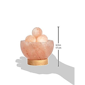 Amazon Basics Natural Himalayan Salt Lamp Bowl with Massage Balls, Wood Base with Dimmer Switch - Crystal Pink