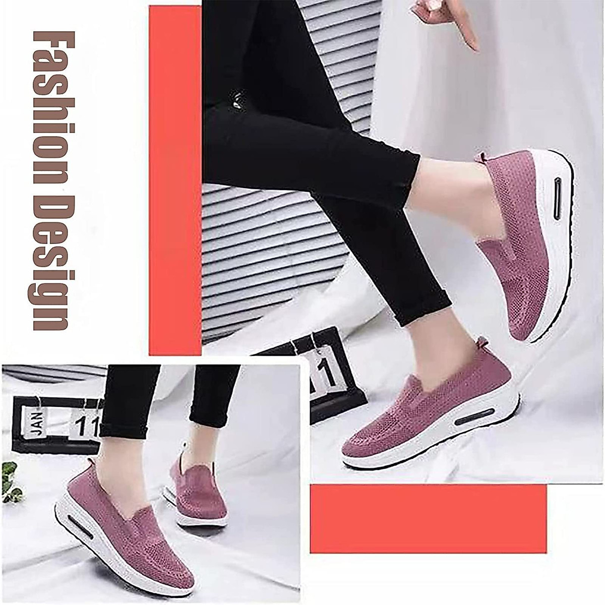Women's Orthopedic Sneakers, Mesh Up Stretch Platform Sneakers, Comfortable Casual Fashion Sneaker Walking Shoes. (Brown,5.5)